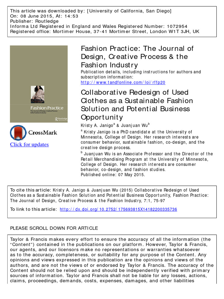 Janigo - 2015 - Collaborative Redesign of Used Clothes As A Sustainable Fashion Solution and ...