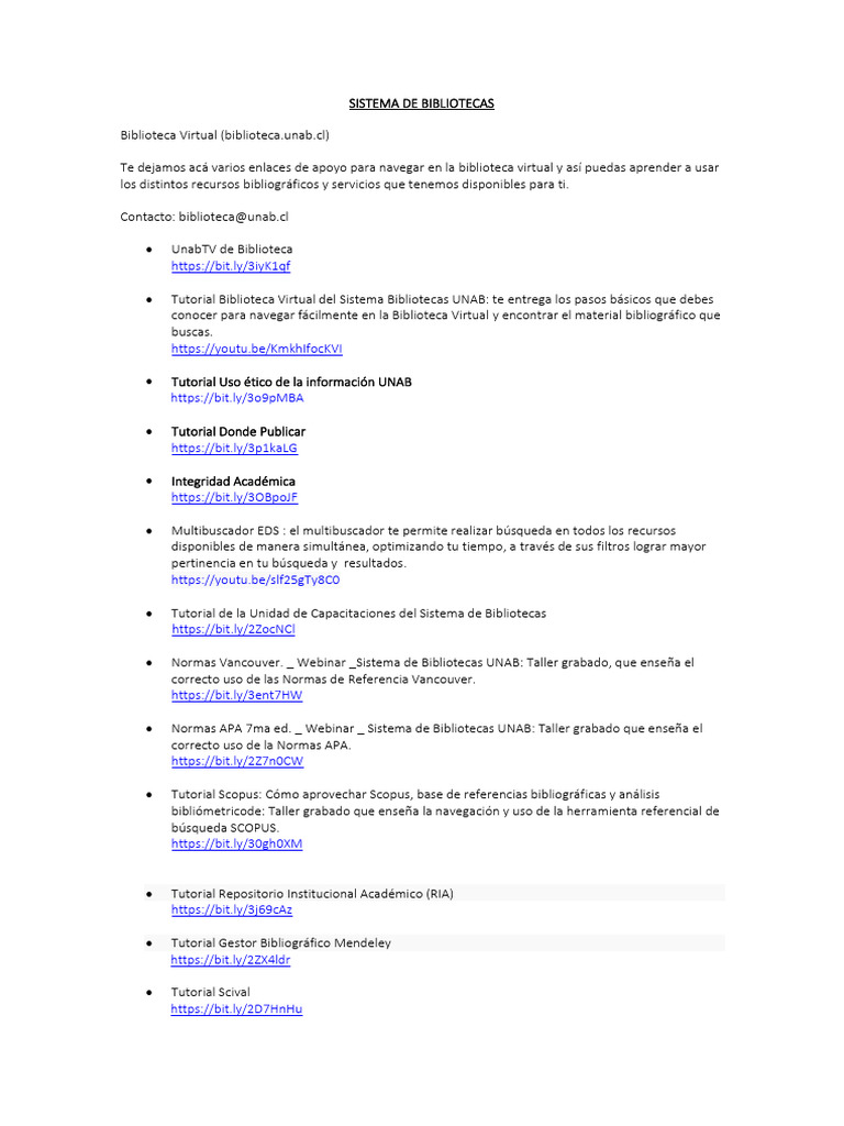 2022 Enlaces Tutoriales Biblioteca Virtual v2 | PDF | Red mundial | Internet y web