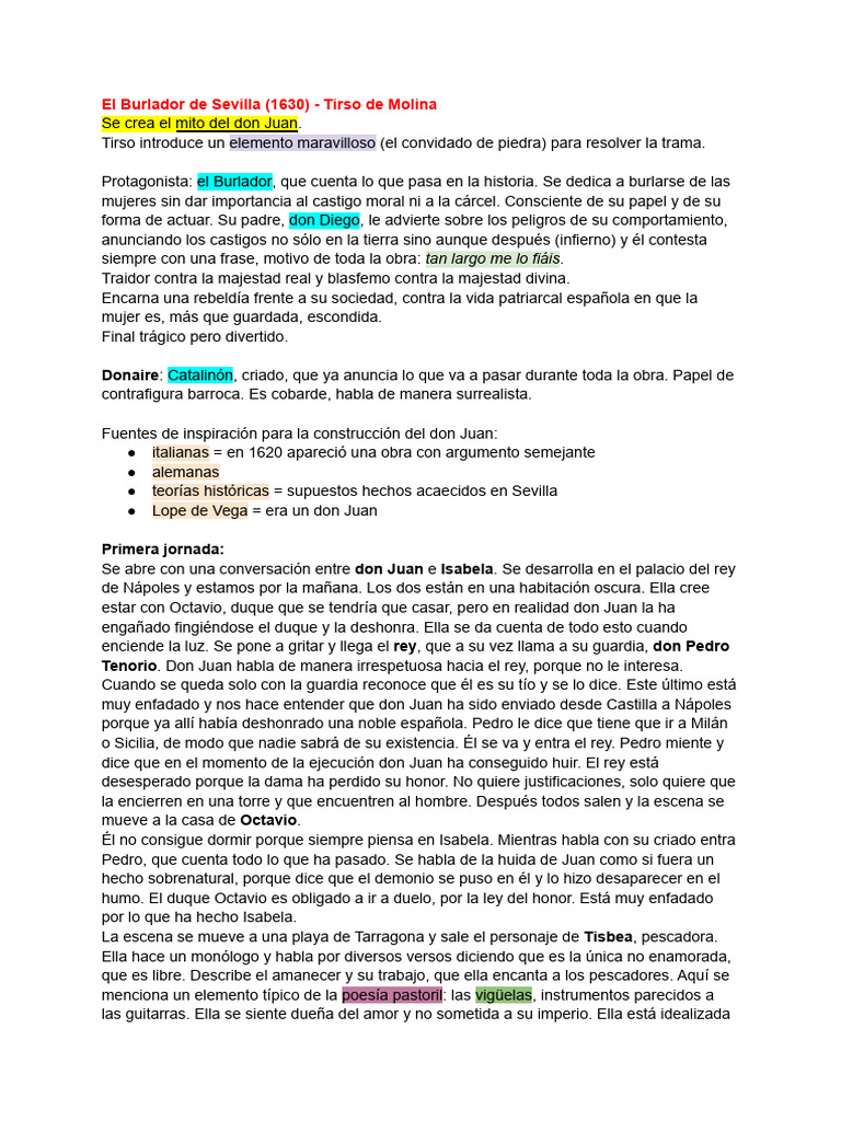 El Burlador de Sevilla - Tirso de Molina | PDF | Don Juan