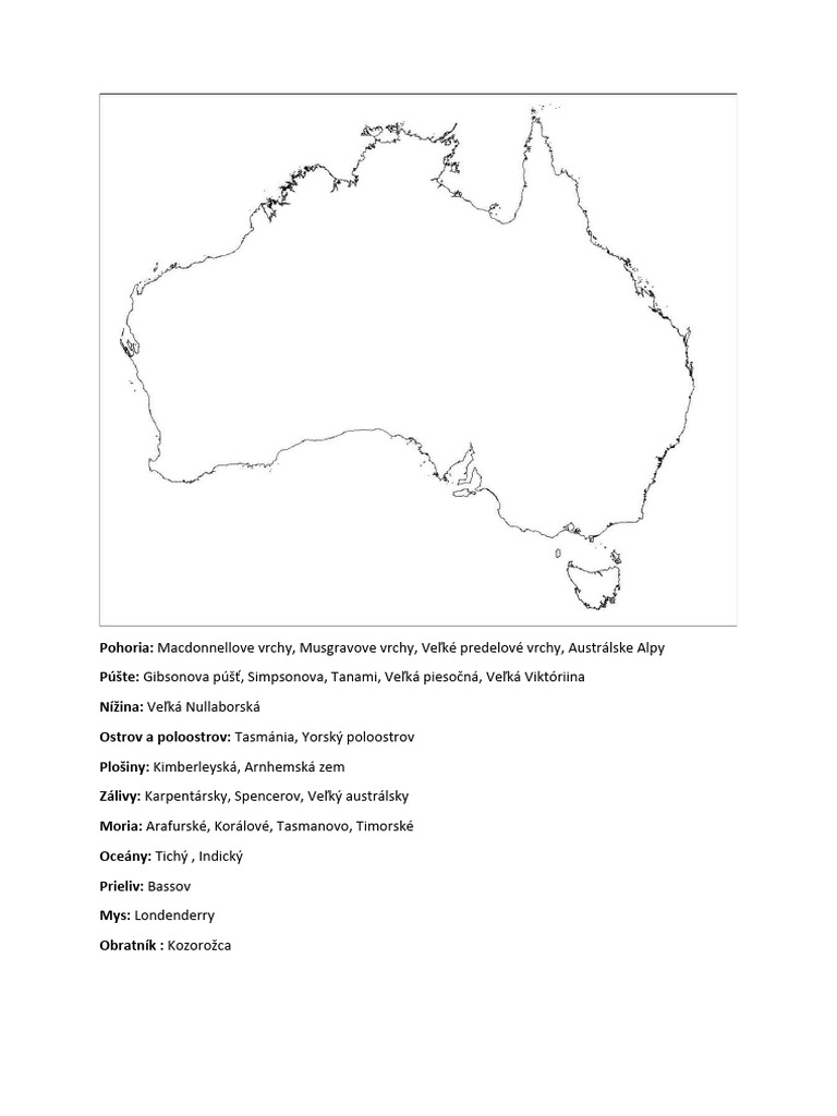 Austrália Slepá Mapa | PDF