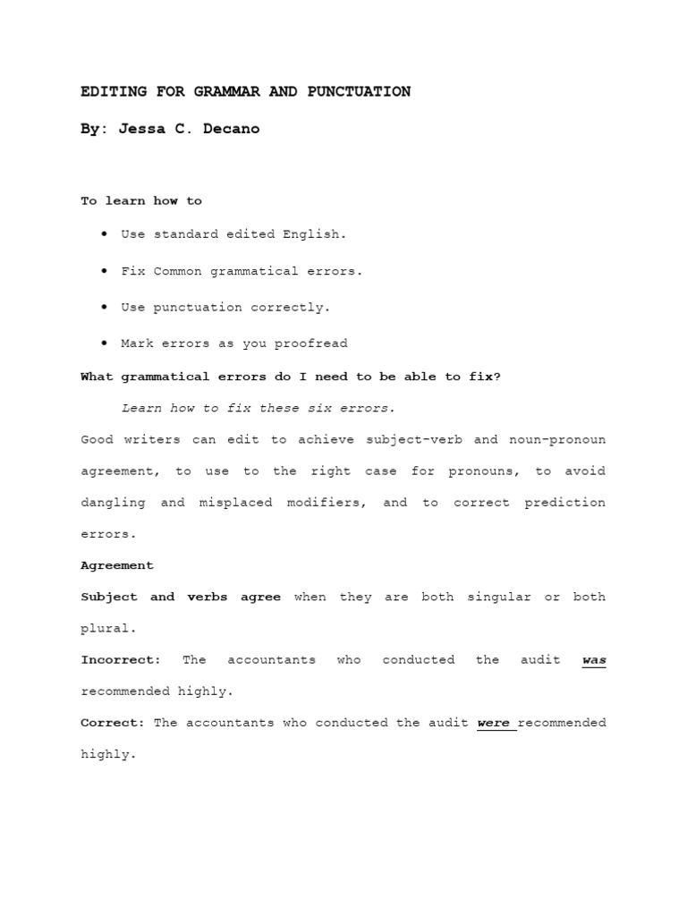 Grammar & Punctuation Guide | PDF | Comma | Subject (Grammar)