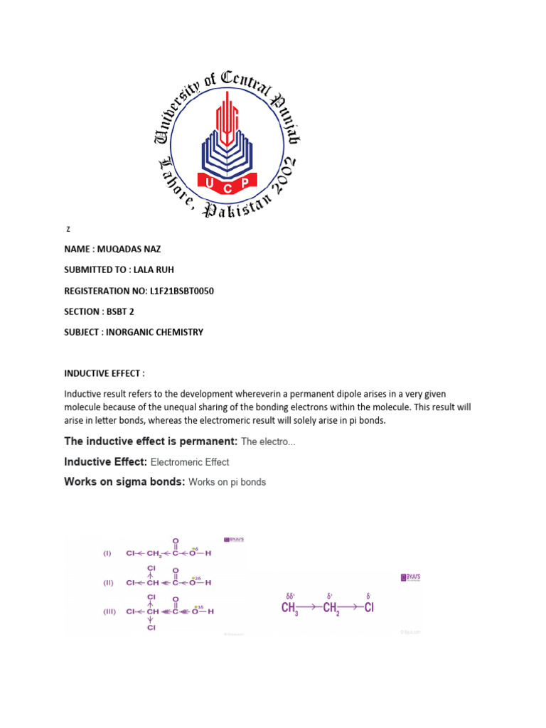 Inductive Reagents Pdf Chemical Bond Physical Chemistry
