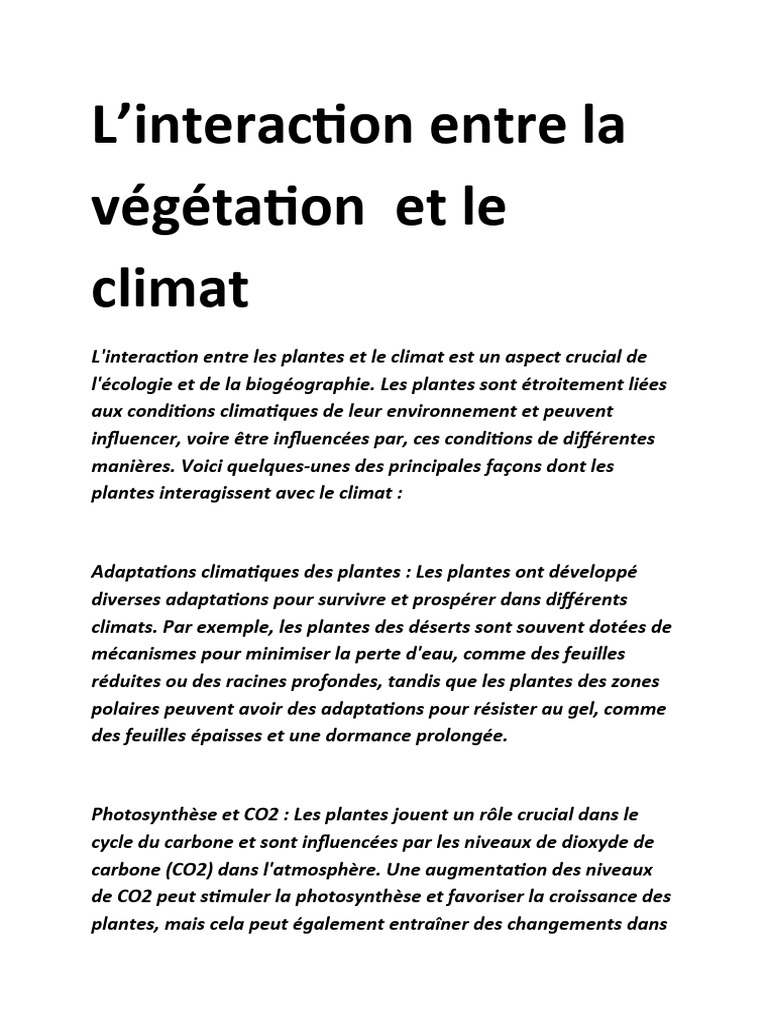Interaction Végétation et Climat | PDF | Plantes | Cycle du carbone