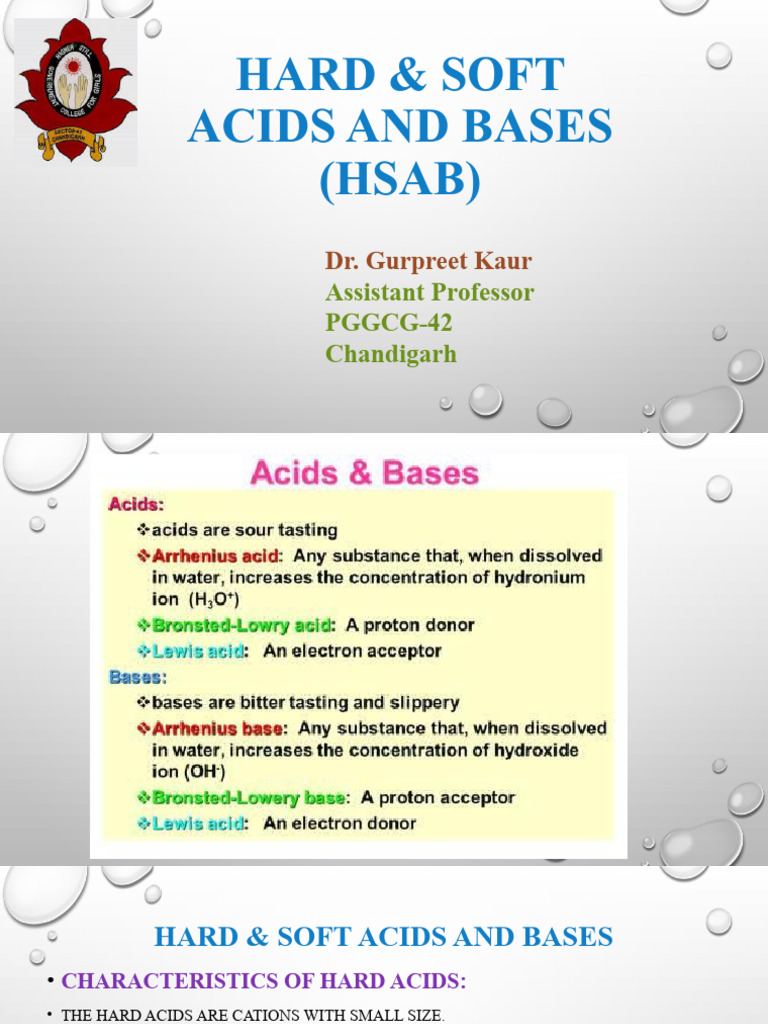 Hard Soft Acids and Bases Hsab Muqadas Naz | PDF | Chemical Bond ...