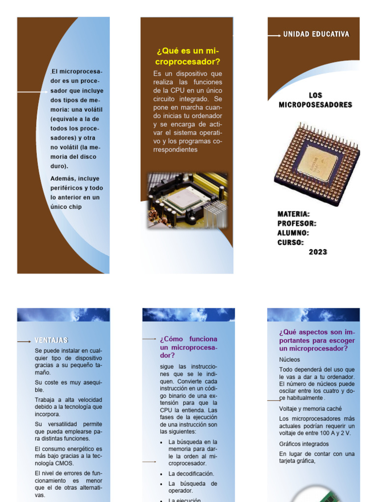 Triptico de Microprocesadores | PDF | Almacenamiento de datos de la computadora | Microprocesador