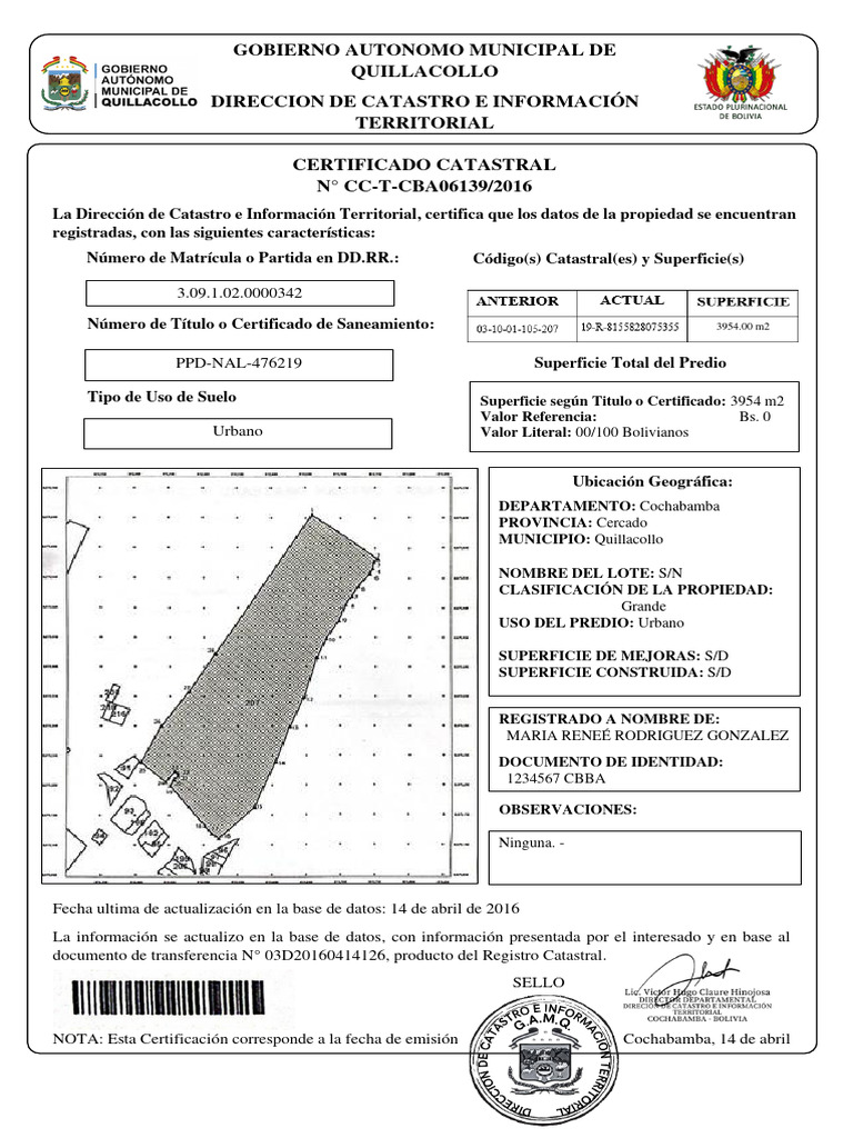 Certificado Catastral 1 | PDF