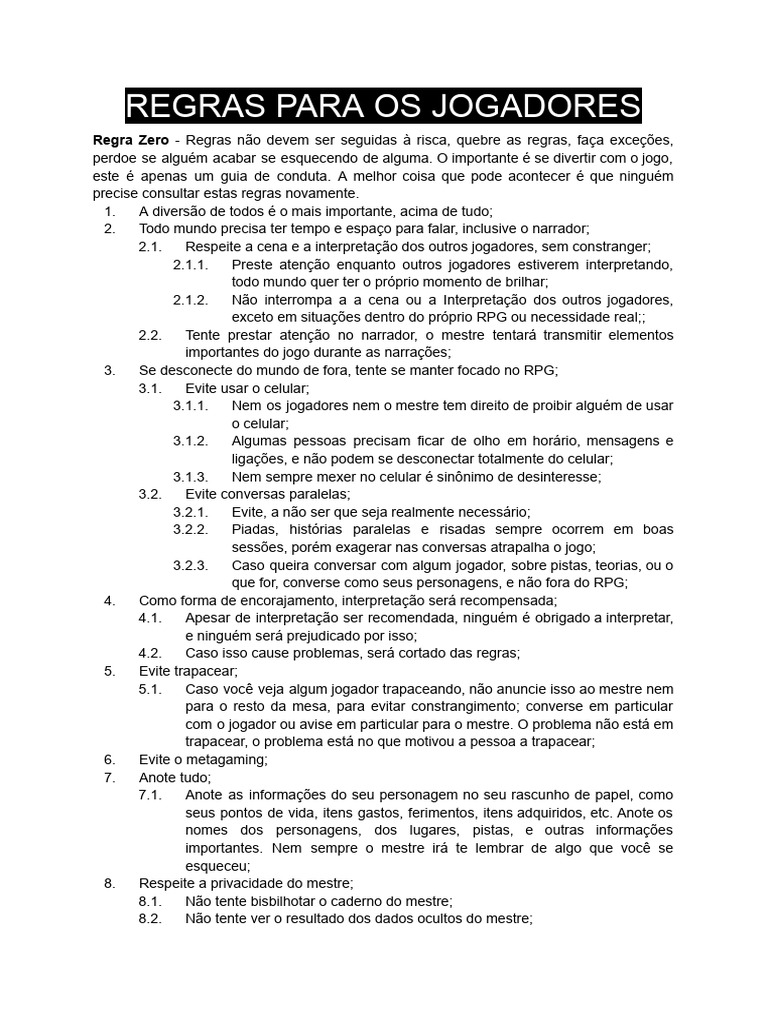 Regras | PDF | Jogos de RPG