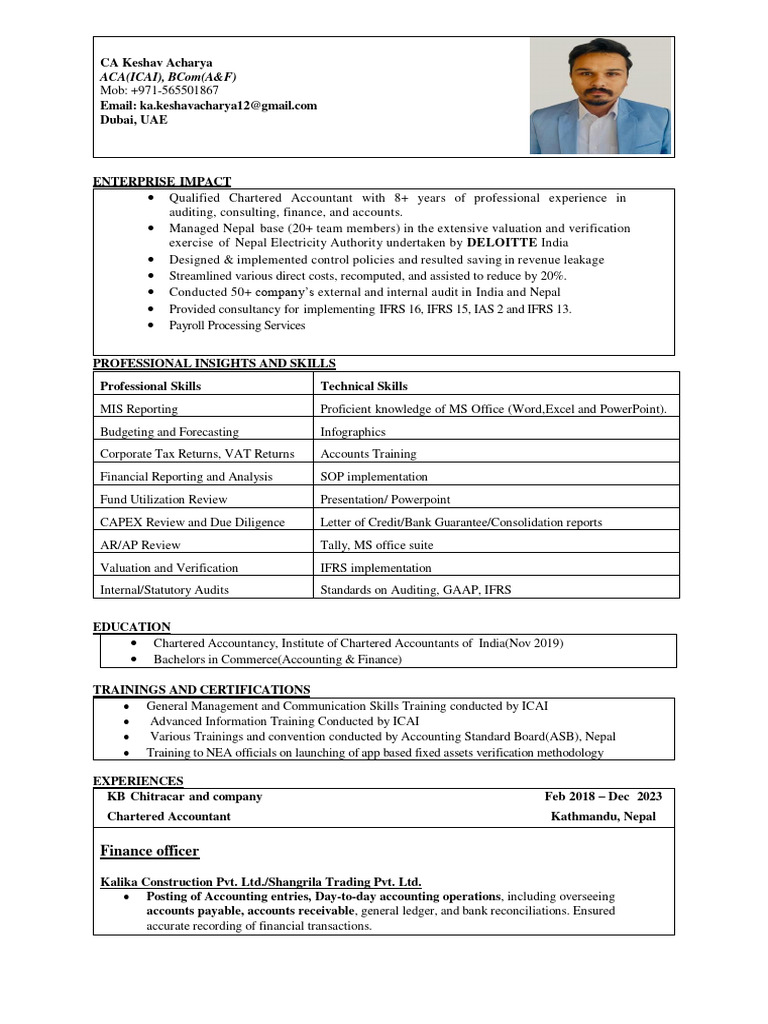 CA Keshav Acharya CV | Download Free PDF | Accounting | Valuation (Finance)