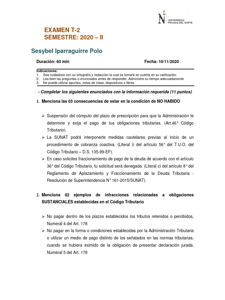 Examen T-2 Iparraguire Polo | Descargar gratis PDF | Estatuto de limitaciones | Justicia