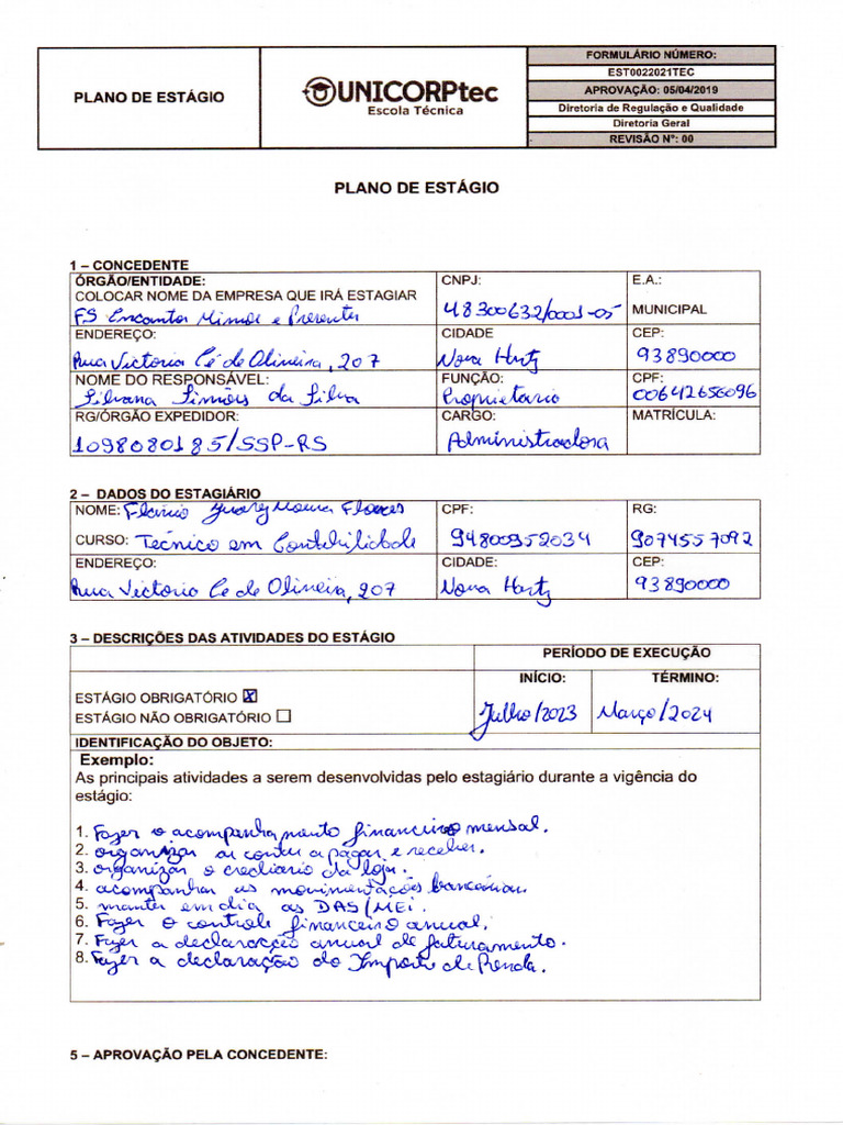 plano de estagio | PDF