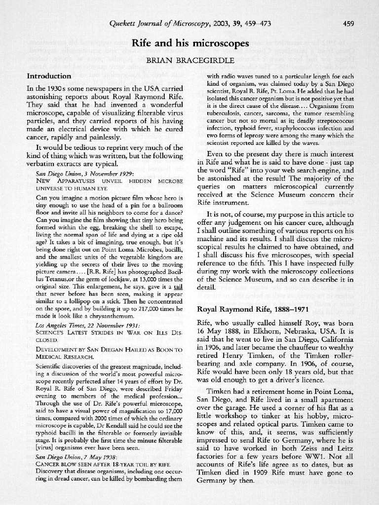 Bracegirdle Rife Microscopes | PDF | Microscope | Optics