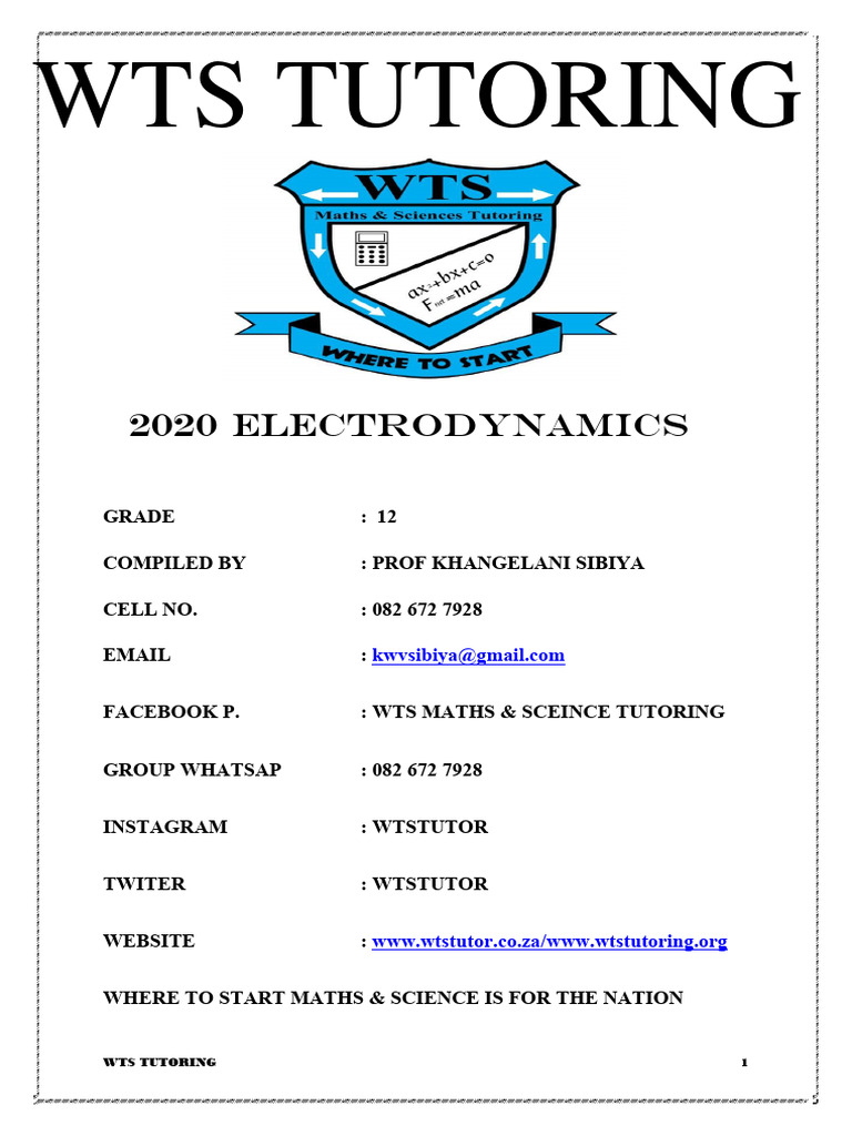 Grade 12 Electrodynamics Guide | PDF | Electromagnetic Induction | Electric Generator