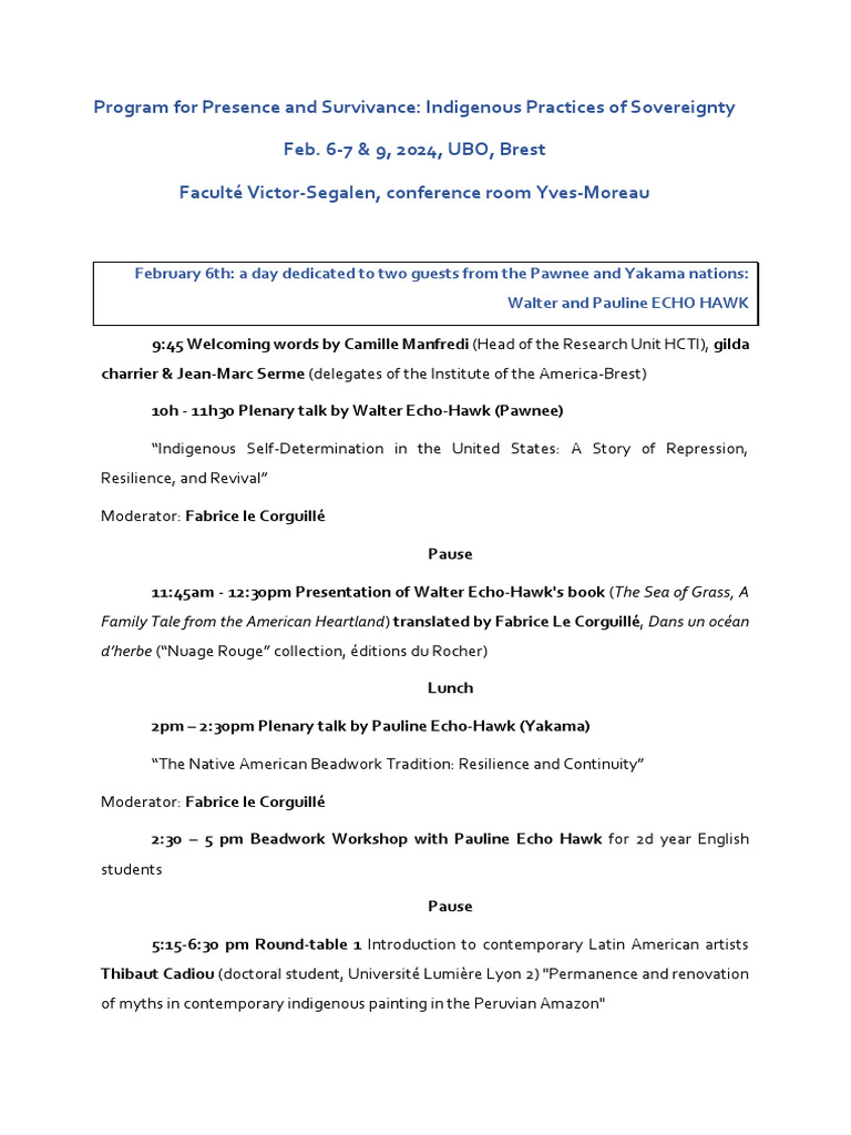 Program For Presence and Survivance With Summaries | PDF | Lenape