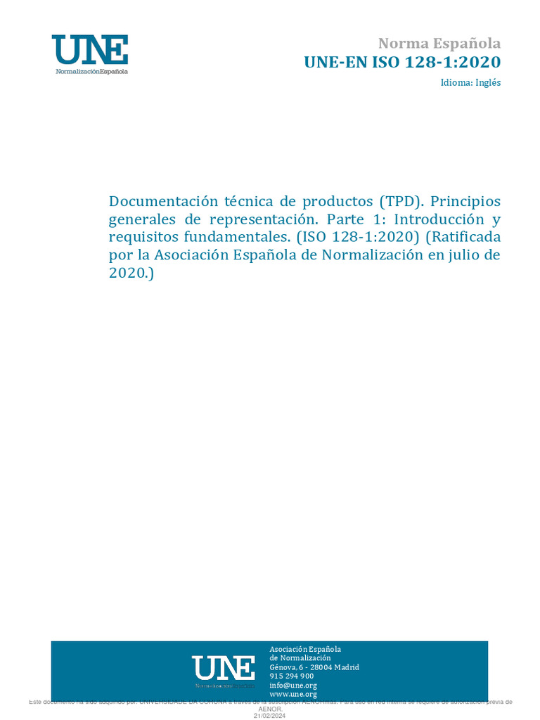 Norma UNE-EN ISO 128-1:2020 | PDF | Regulación