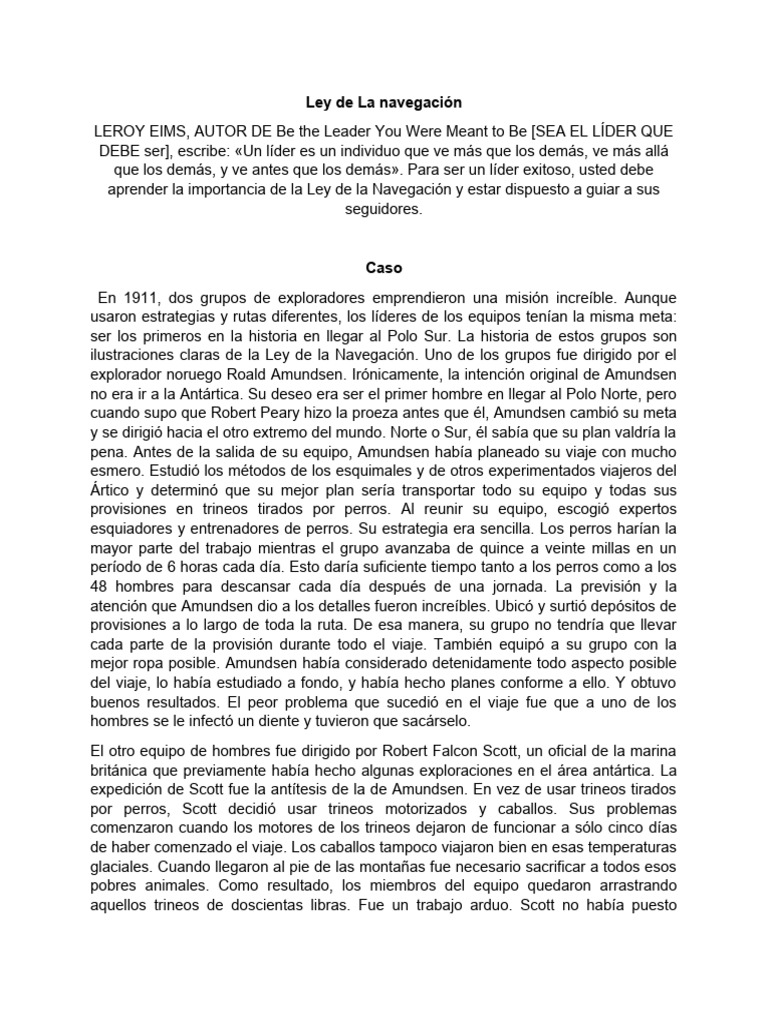 Ejercicio Caso Ley de La Navegación | PDF | Robert Falcon Scott | Roald Amundsen