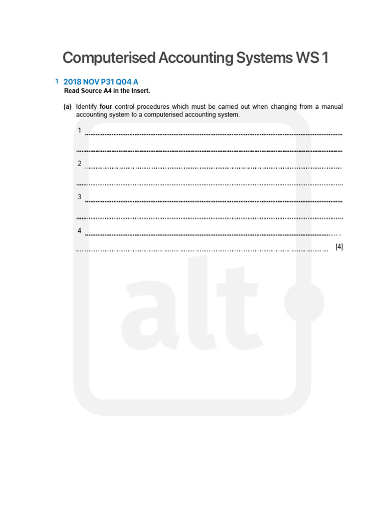 Computerised Accounting Systems Worksheet 1 | PDF | Expense | Income Statement