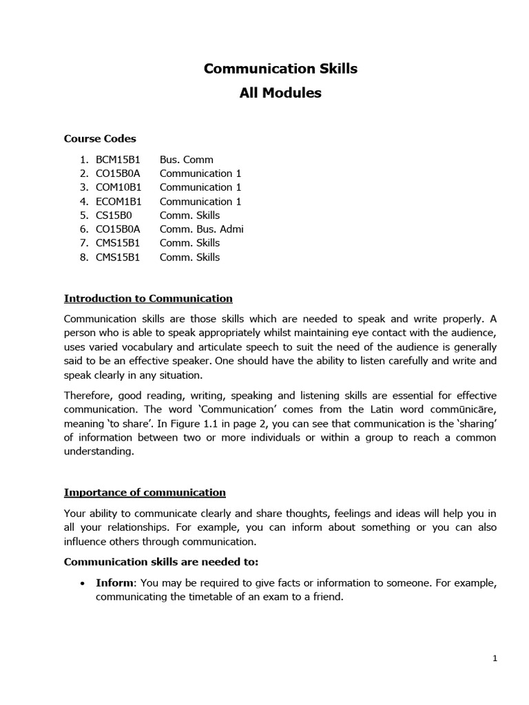 Simplified Communication Skills Notes | Download Free PDF ...