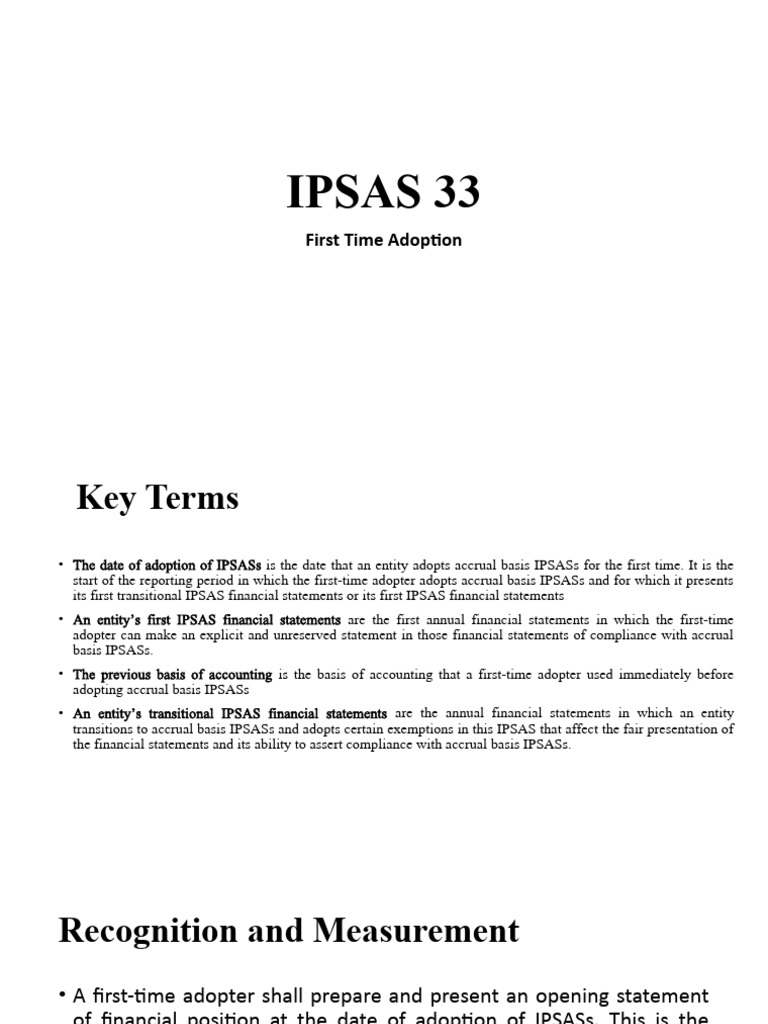 IPSAS 33: First-Time Adoption Guide | PDF | Fair Value | Financial ...