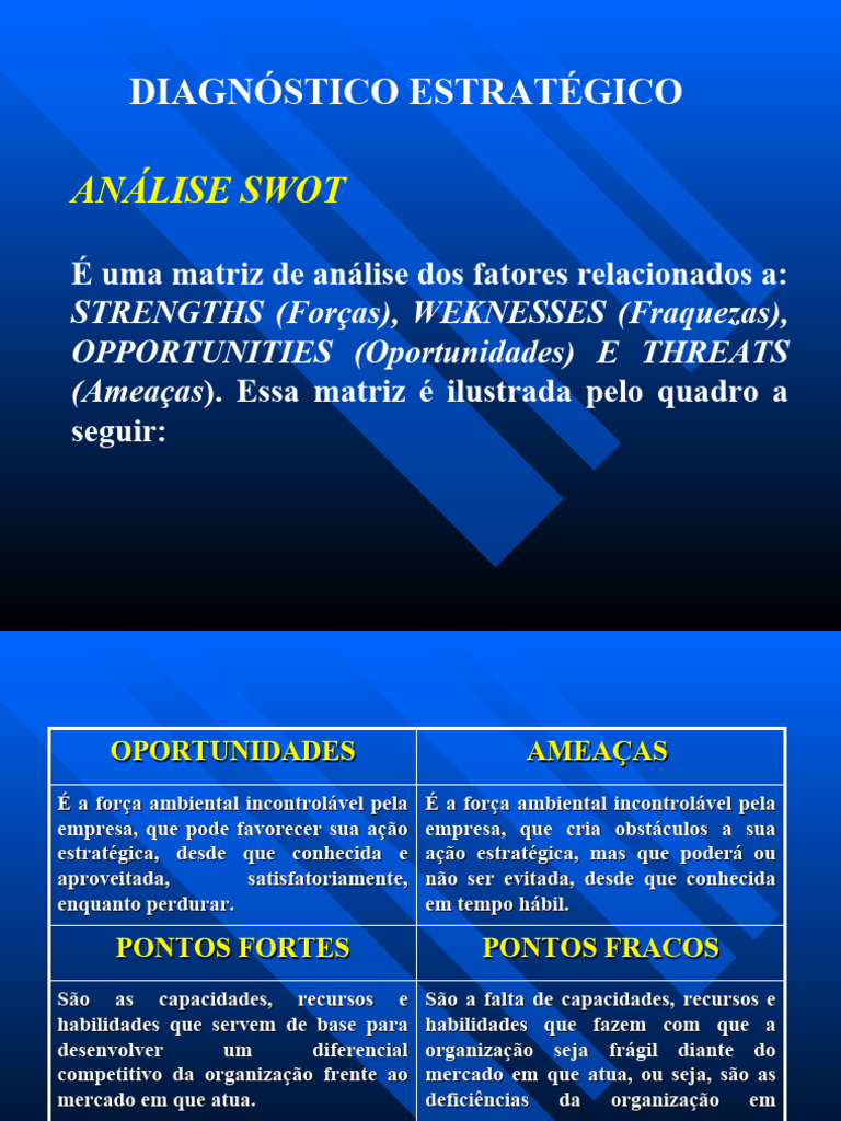 Módulo I - Diagnóstico Estratégico - Análise SWOT | PDF | Análise SWOT ...
