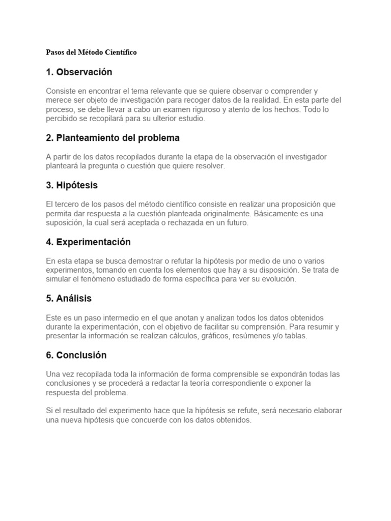 Pasos Del Método Científico | PDF