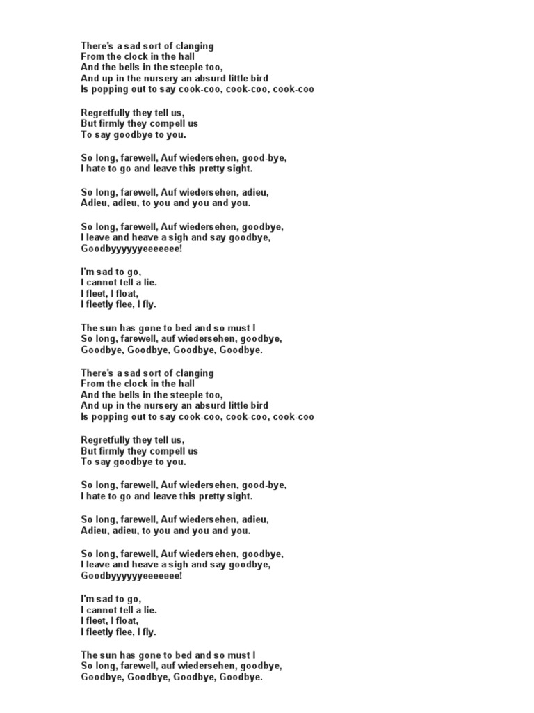 So Long, Farewell Lyrics Analysis | PDF | Poetry