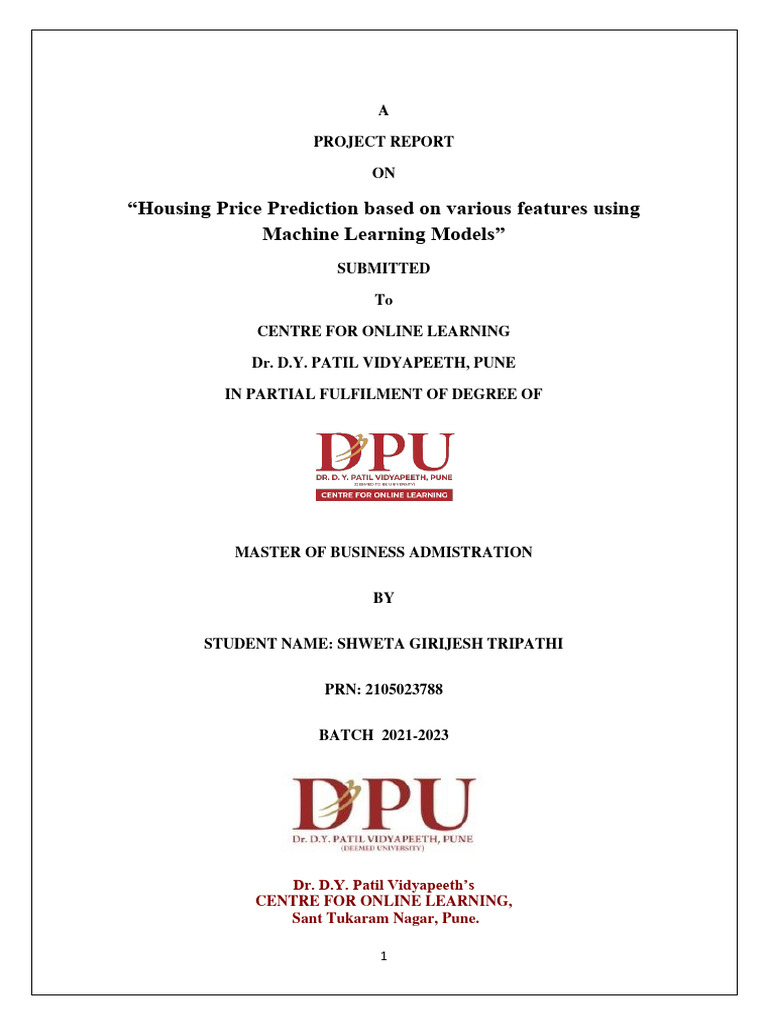 Shweta Mba Project Report Final | PDF | Cross Validation (Statistics) | Machine Learning