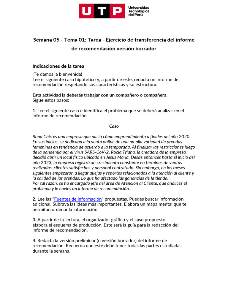 Semana 5 Redaccion II Act 1 | PDF | La satisfacción del cliente | Sistema de manejo de calidad