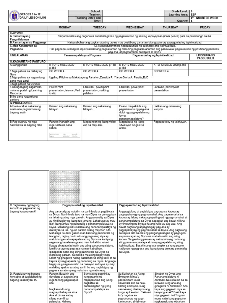 DLL G6 Esp Q4 W4 | PDF