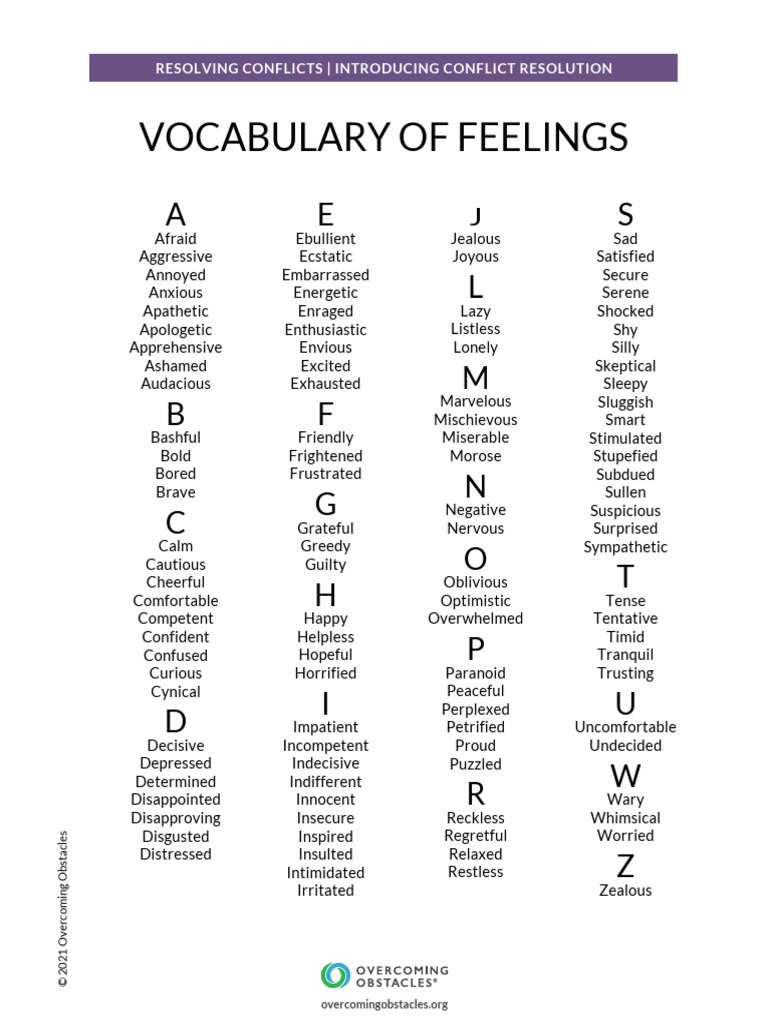 Conflict Resolution Vocabulary Guide | PDF