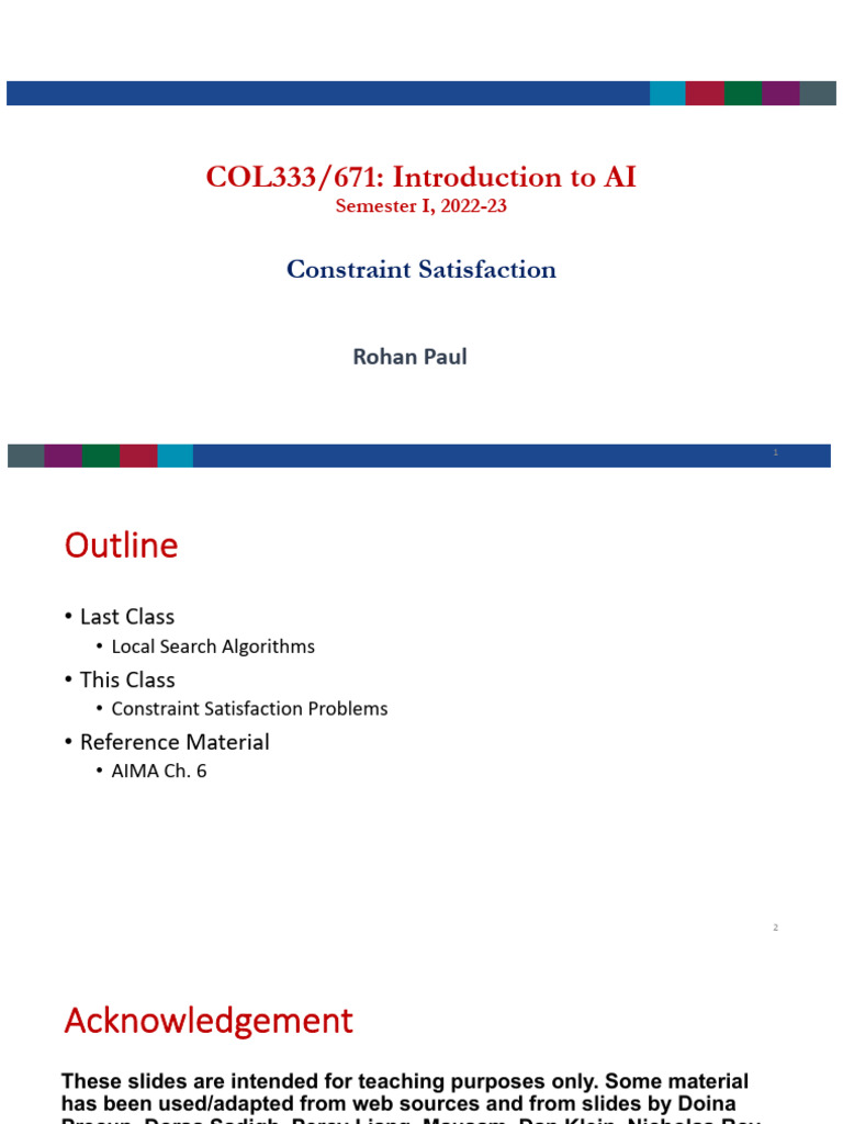 L06 Constraint Satisfaction | PDF | Applied Mathematics | Algorithms