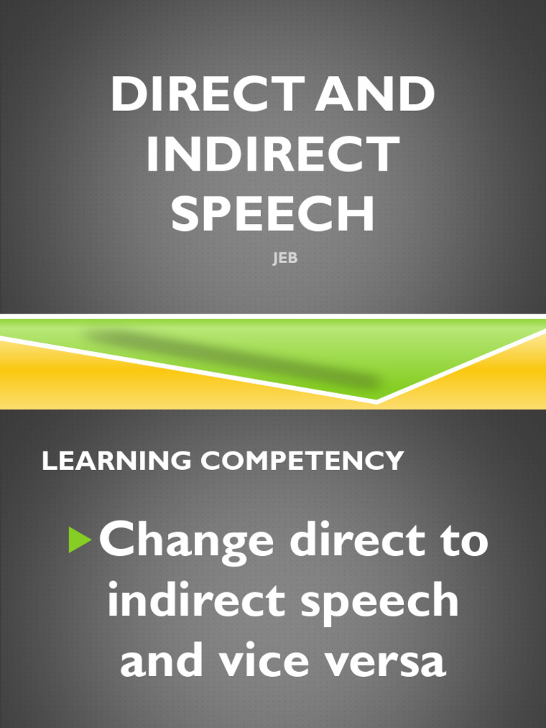 English 9 Adm Direct Indirect Speech | PDF | Question | Verb