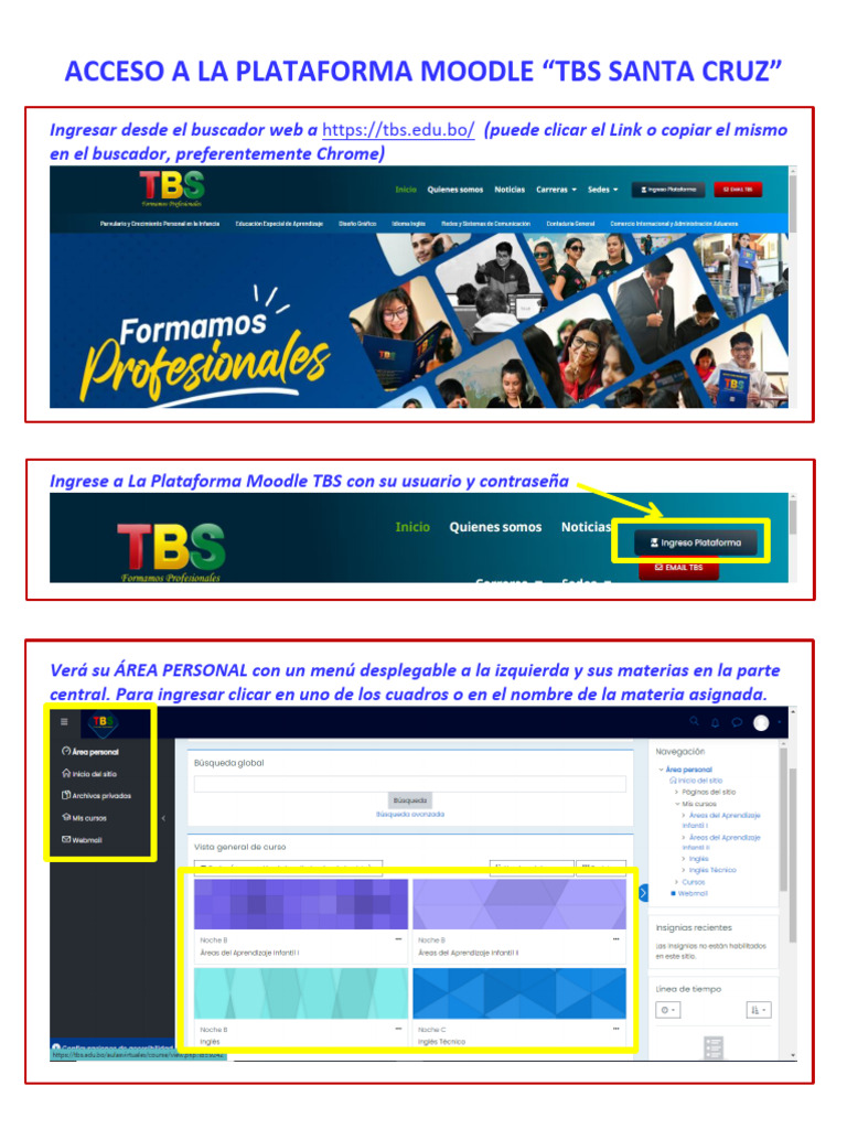 Acceso y Estructura Aulas Virtuales TBS SC | PDF | Moodle | Software