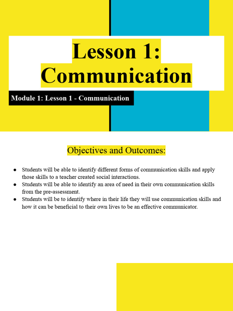 Module 1 Lesson 1 - Communication | PDF | Communication | Teaching