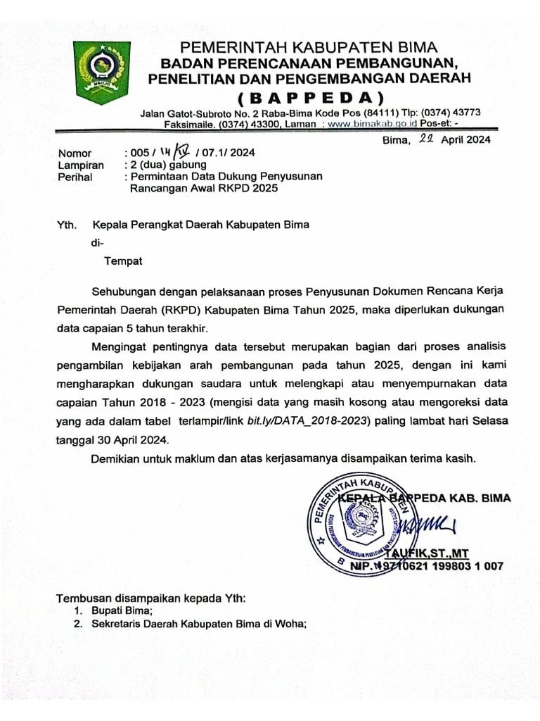 Permintaan Data Dukung Penyusunan Rancangan AKHIR RKPD 2025 | PDF Permintaan Data Dukung Penyusunan Rancangan AKHIR RKPD 2025 | PDF