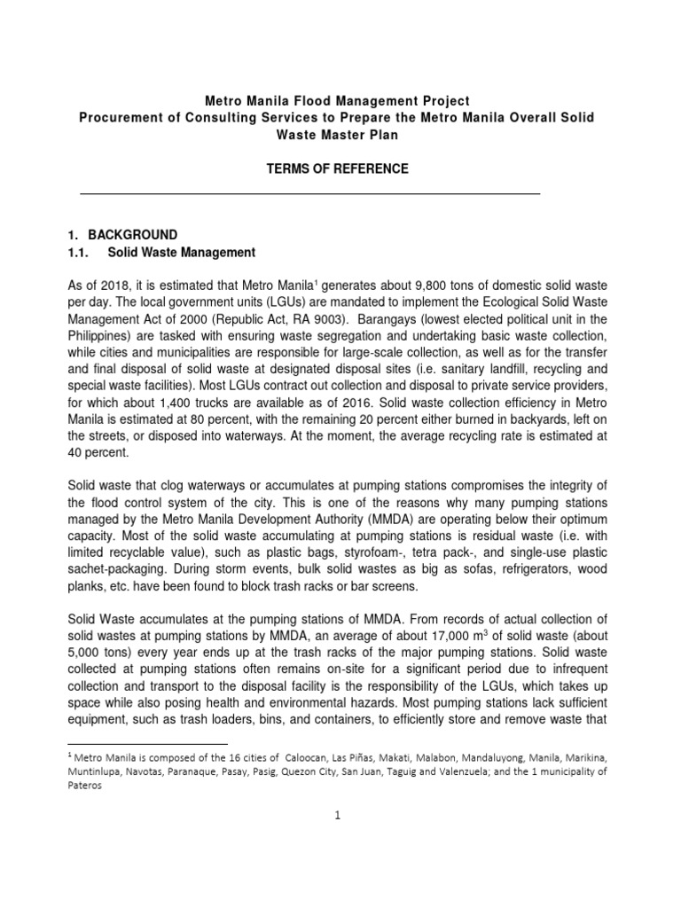 Mmda Tor SWM Plan - 240427 - 180831 | PDF | Waste Management | Waste