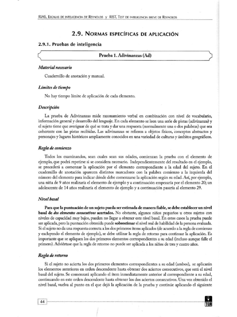 Normas de Aplicación y Corrección de RIST AL | PDF