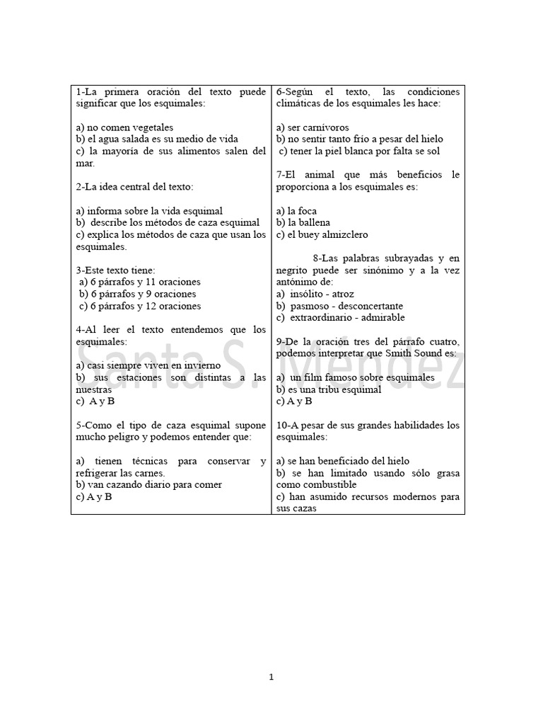 Pr ctica General Final Mes De Mayo 6to PDF Esquimal Carne