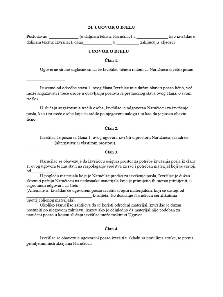 Ugovor o Djelu | PDF