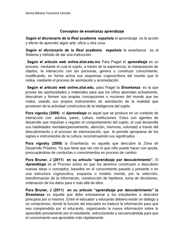 Conceptos de Enseñanza Aprendizaje | PDF | Enseñando | Aprendizaje