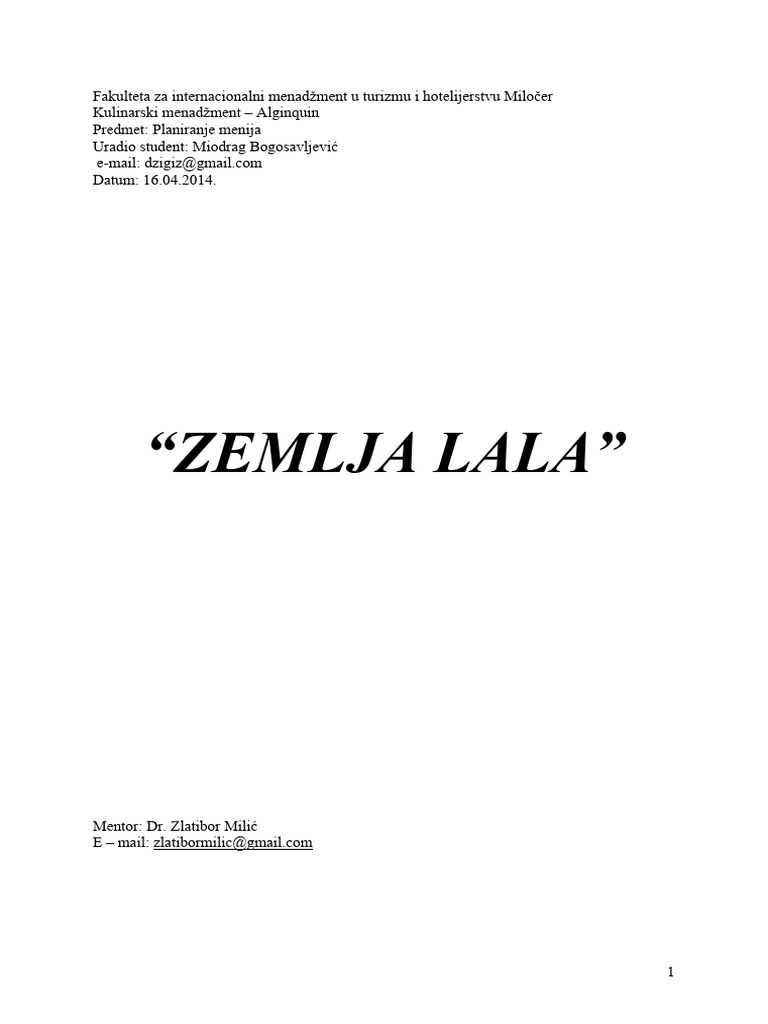 Primjer svih faza Menu Planning M.B. (3) | PDF