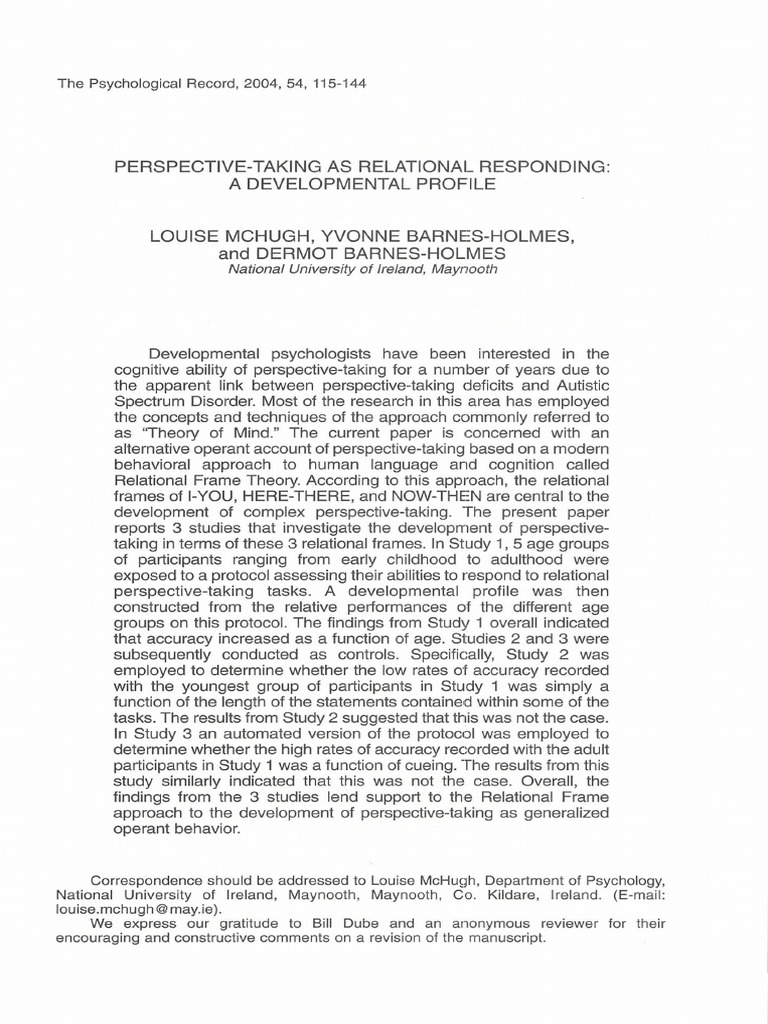 2004-Perspective Taking | PDF | Theory Of Mind | Psychology