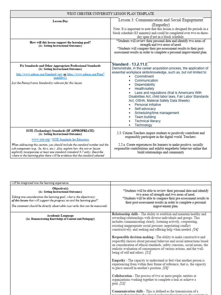 Empathy and Communication Lesson Plan | PDF | Learning | Pedagogy