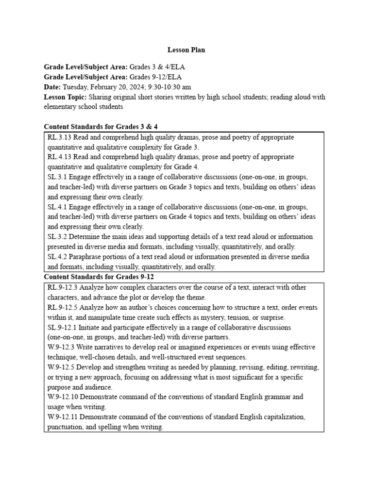 Lesson Plan For Field Trip | Download Free PDF | Books | Fairy Tales