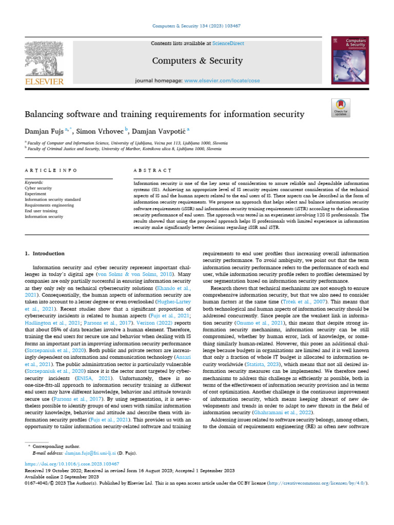 Balancing Software and Training in IS Security | PDF | Information ...