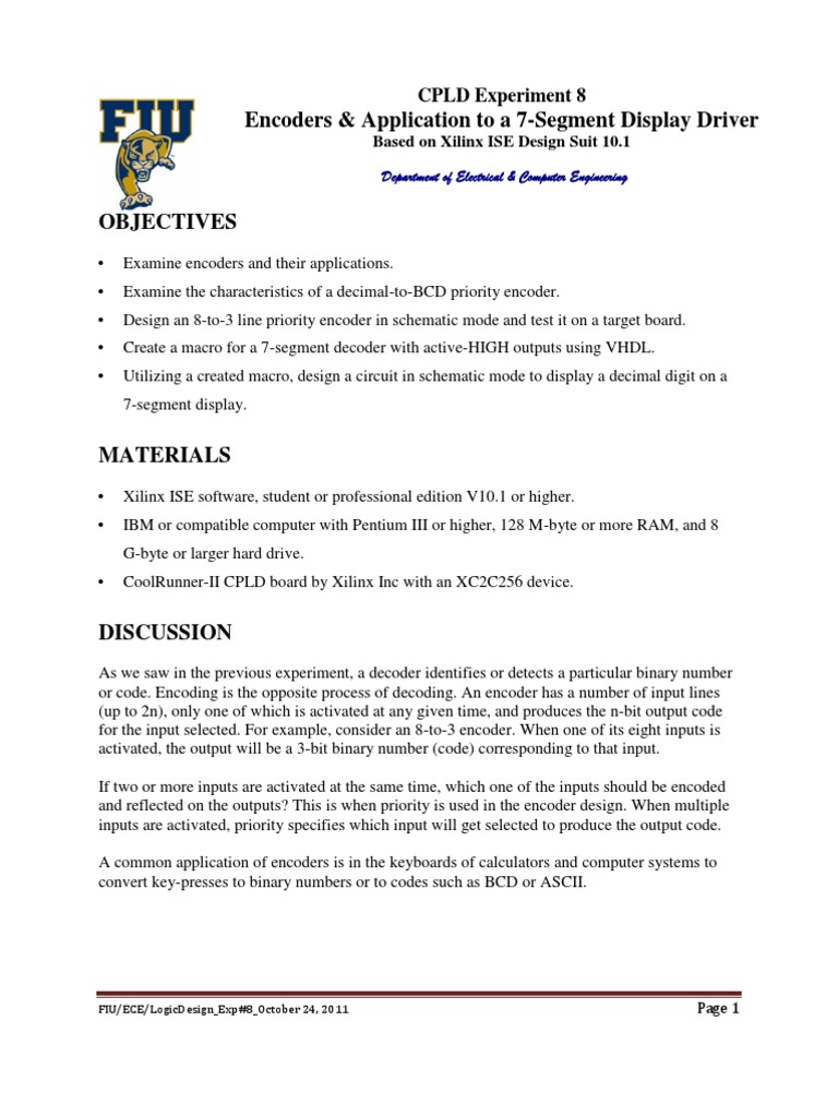 Encoder Design for ECE Students | PDF | Vhdl | Binary Coded Decimal