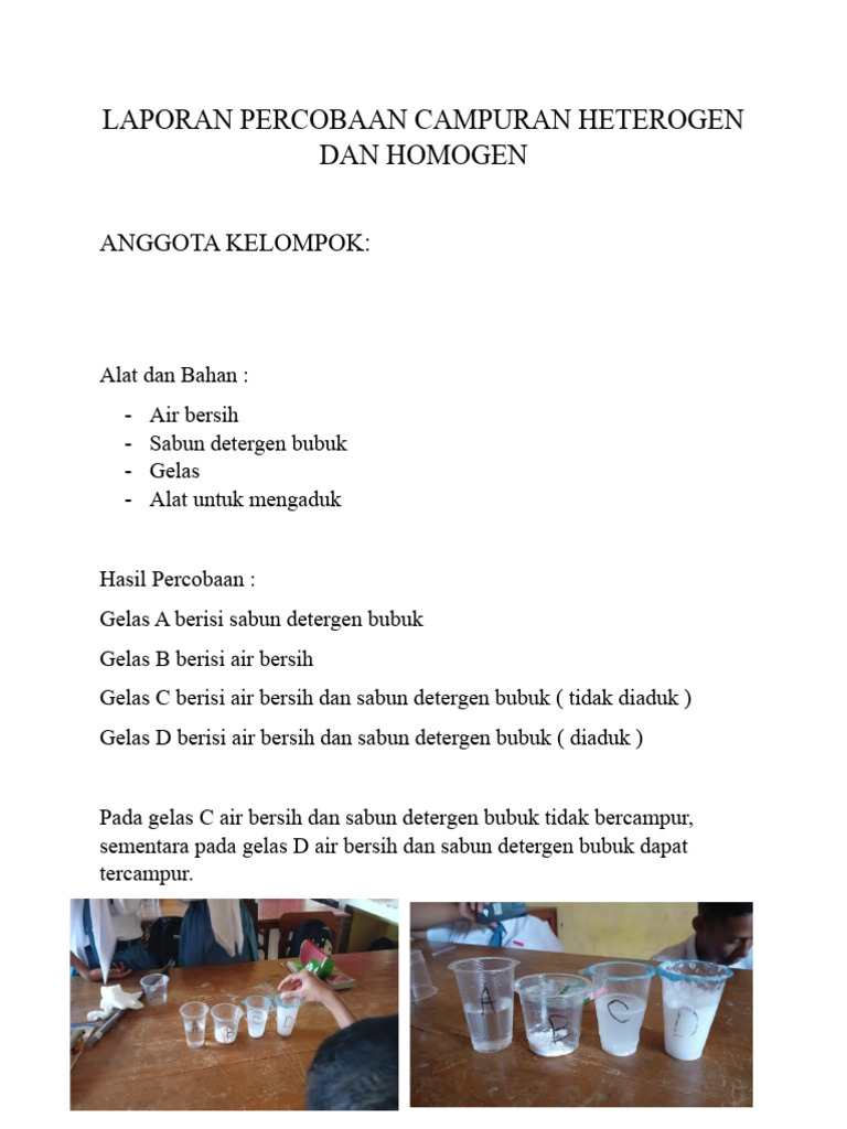 Percobaan Campuran Homogen dan Heterogen | PDF