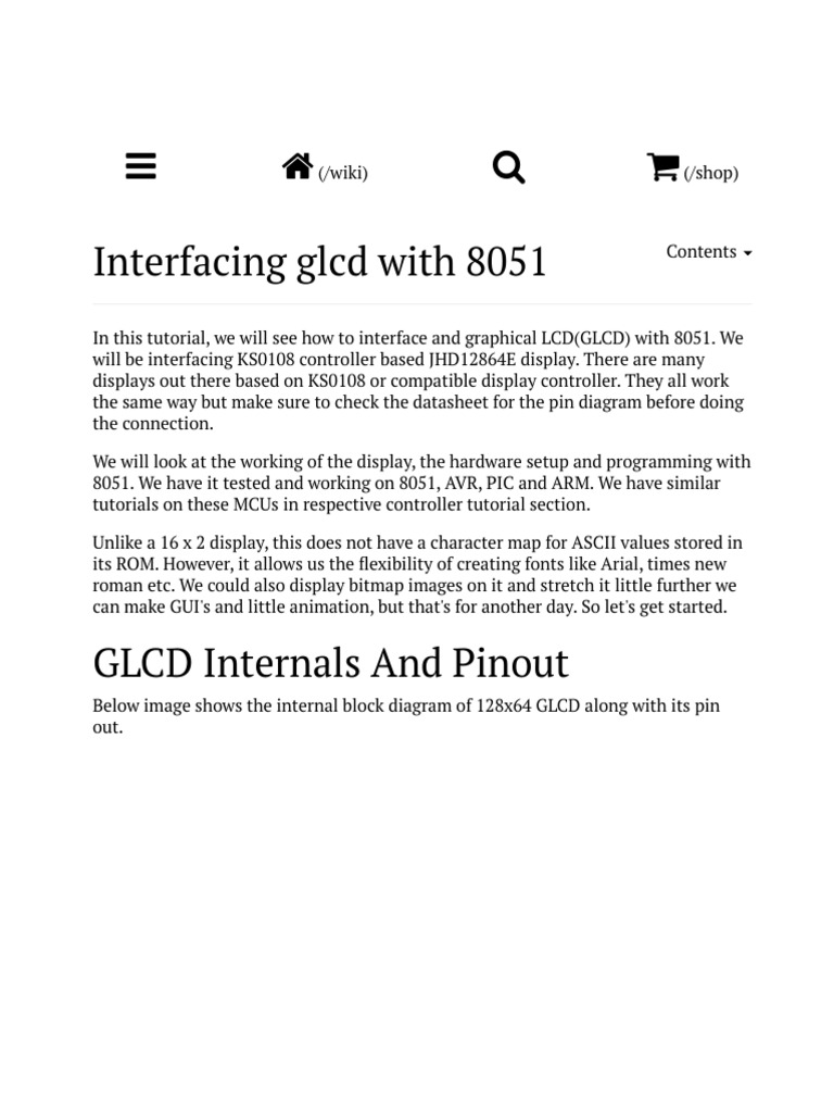 Interfacing GLCD With 8051 - Tutorials | Download Free PDF | Computer ...