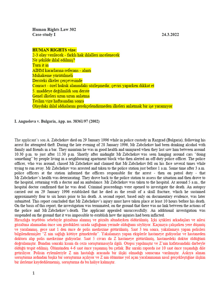 Human Rights Law Case-Study I | PDF