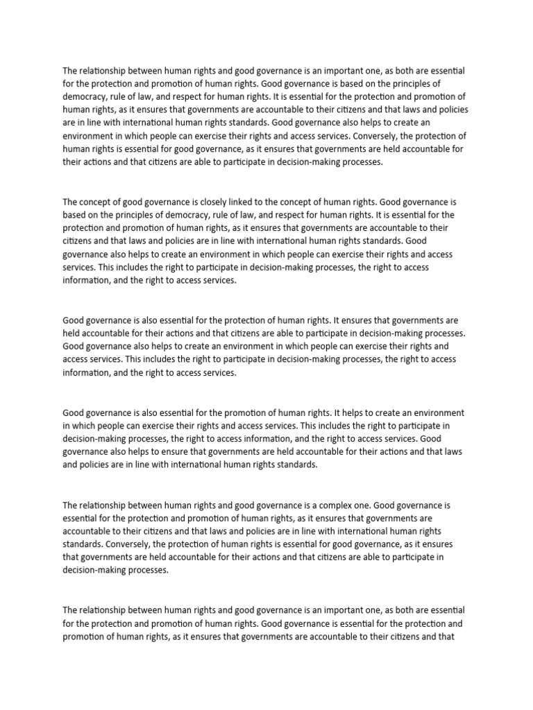 Relationship Between Human Rights and Good Governance | PDF ...