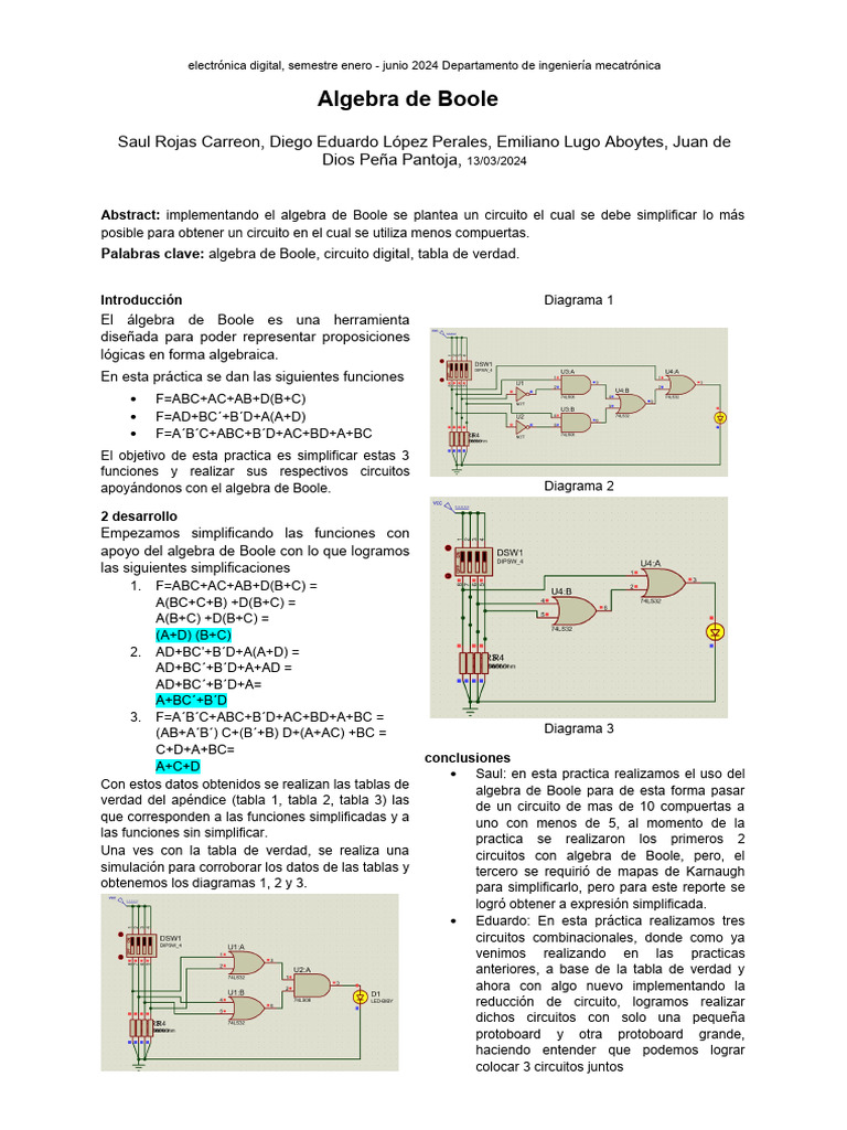 Practica 4 | PDF | Puerta lógica | Álgebra de Boole